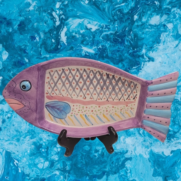 Dining | Colorful Handpainted Serving Fish Platter | Poshmark
